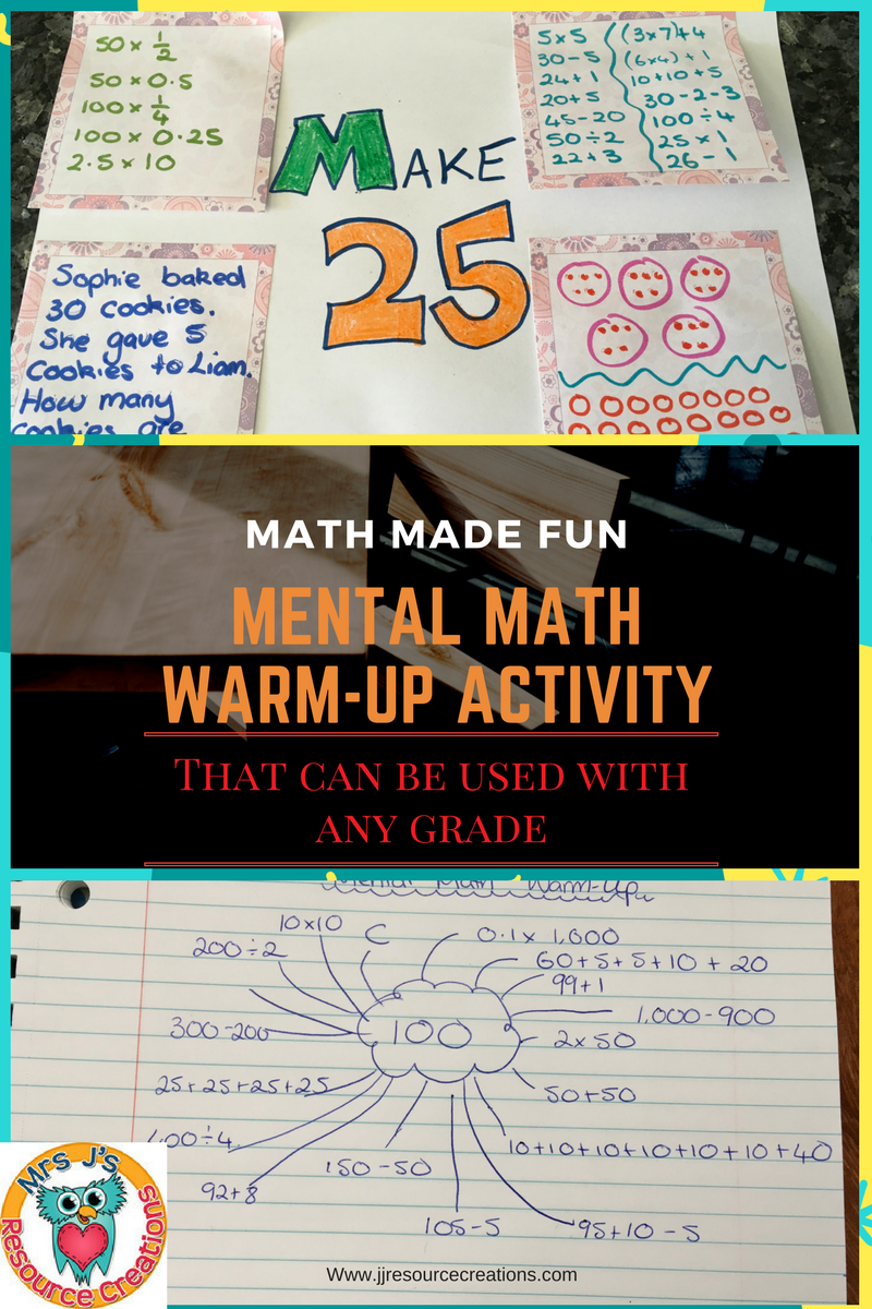 A Great Simple Mental Math Warm Up Activity - JJ Resource Creations