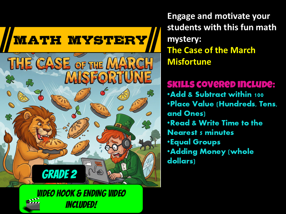 March Math Mystery 2nd Grade: The Case of the March Misfortune