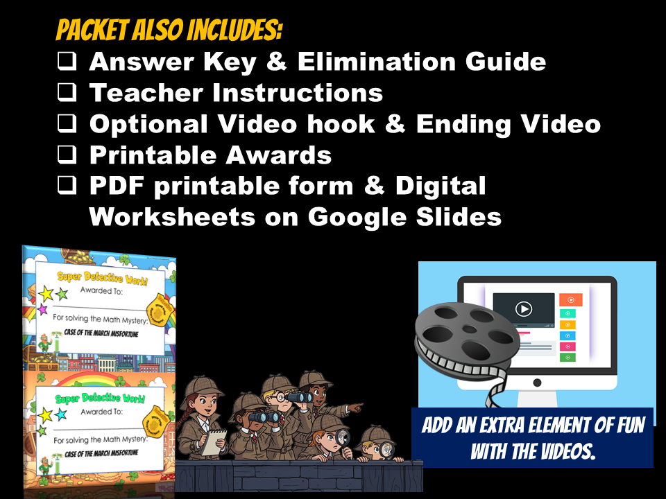 March 3rd Grade Math Mystery Worksheets: March Misfortune