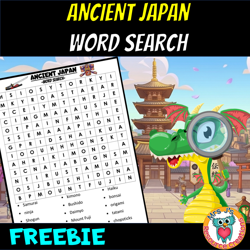 Ancient Japan Word Search Freebie | No Prep History Activity