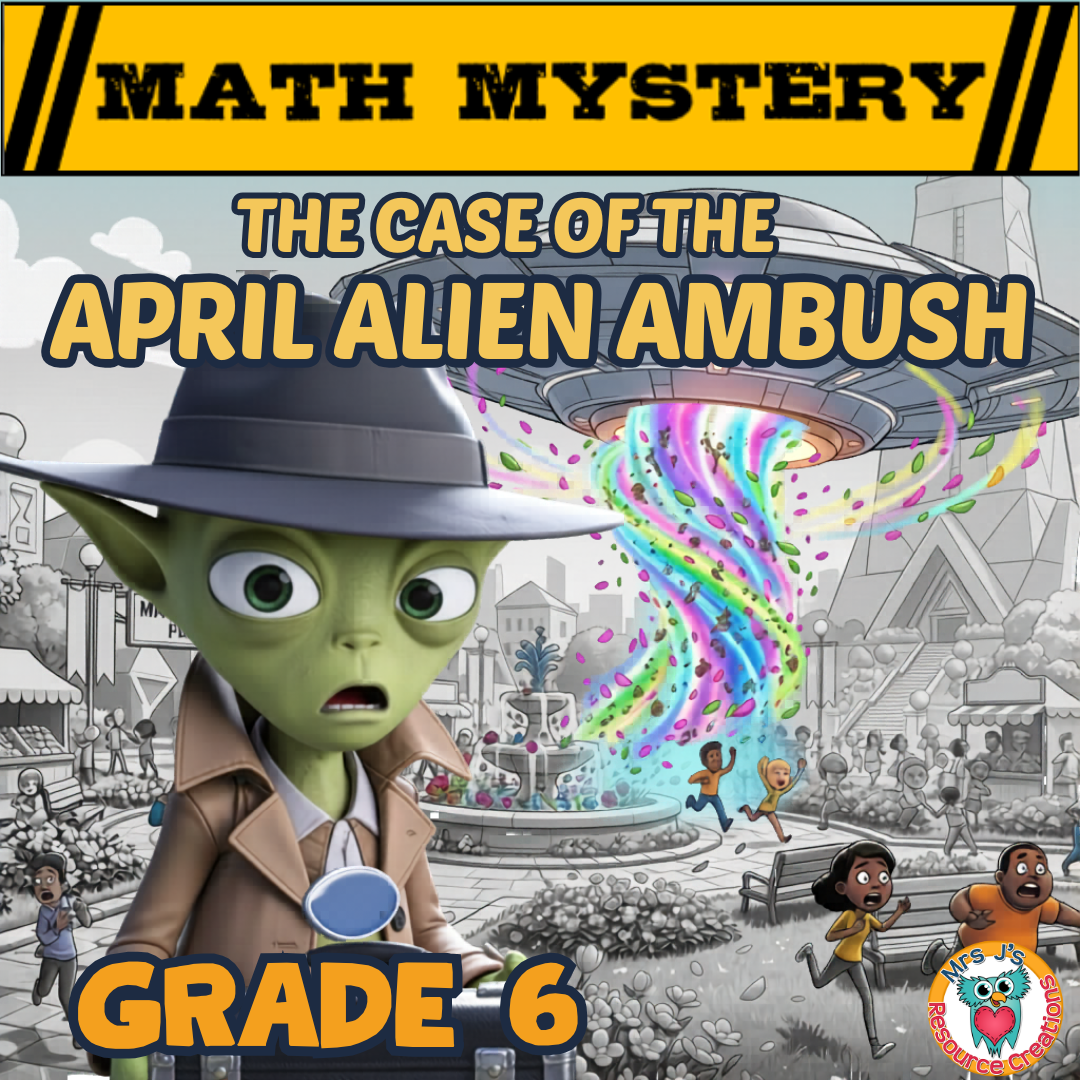 April 6th Grade Math Mystery Worksheets: April Alien Ambush