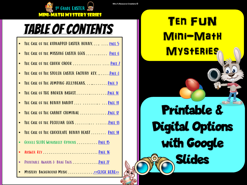 Easter Math 1st Grade Mini Math Mystery Worksheets
