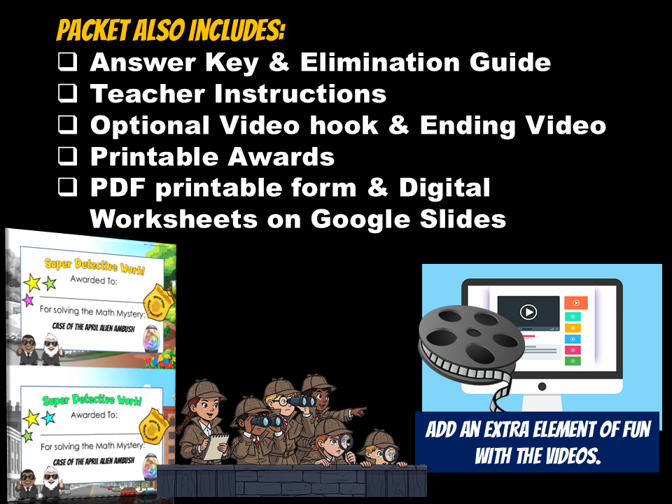 2nd Grade Math Mystery: April Alien Ambush | Spring Math Review Activity