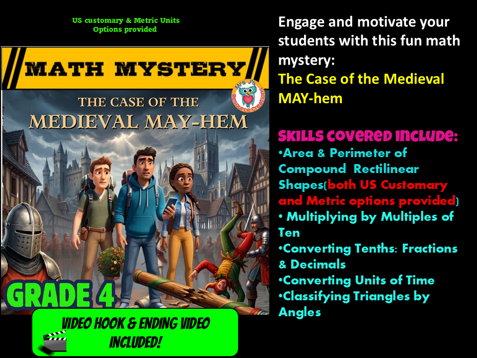 May Math Mystery Game: 4th Grade End of the Year Review