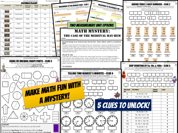 2nd Grade End of Year Math Review | May Math Mystery
